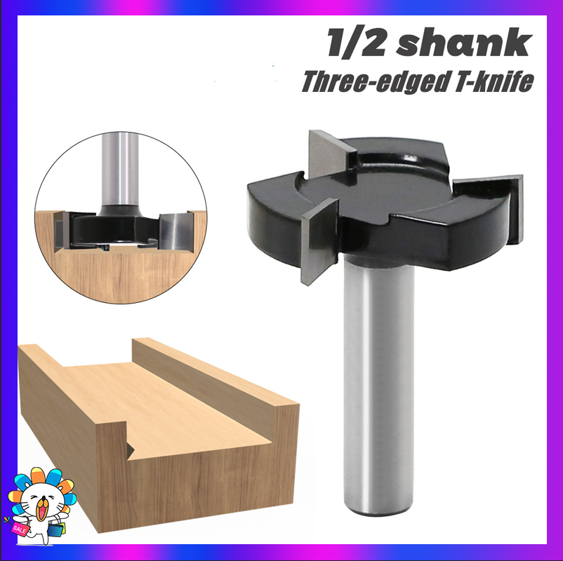 1Pc 12Mm Shank สามใบมีด T-เครื่องตัด Clearing เครื่องตัดเครื่องเจาะร่อง ...