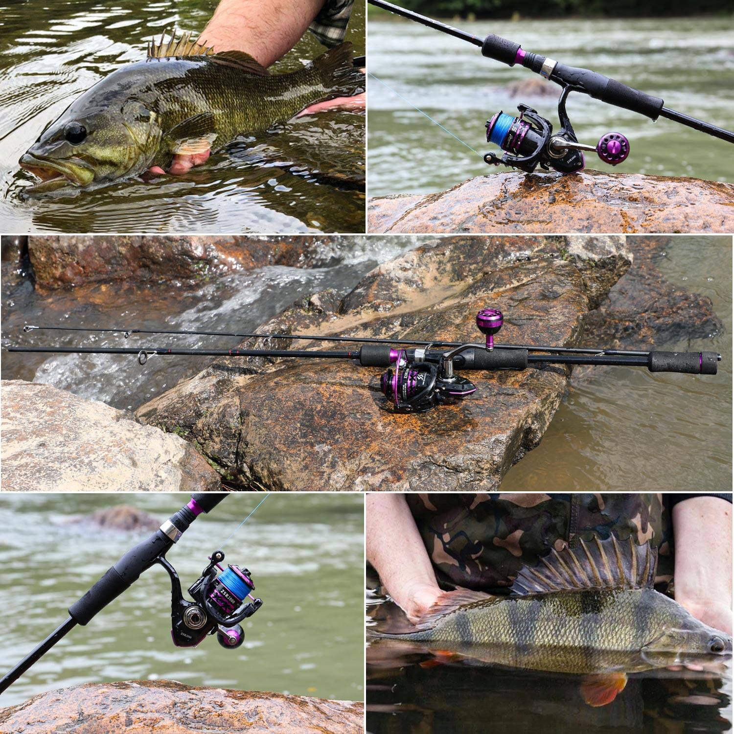 Sougayilang Fishing Rod Full Set 1.8M/2.1M Carbon Fiber Fishing Rod And 12 + 1BB 2000-4000 ...