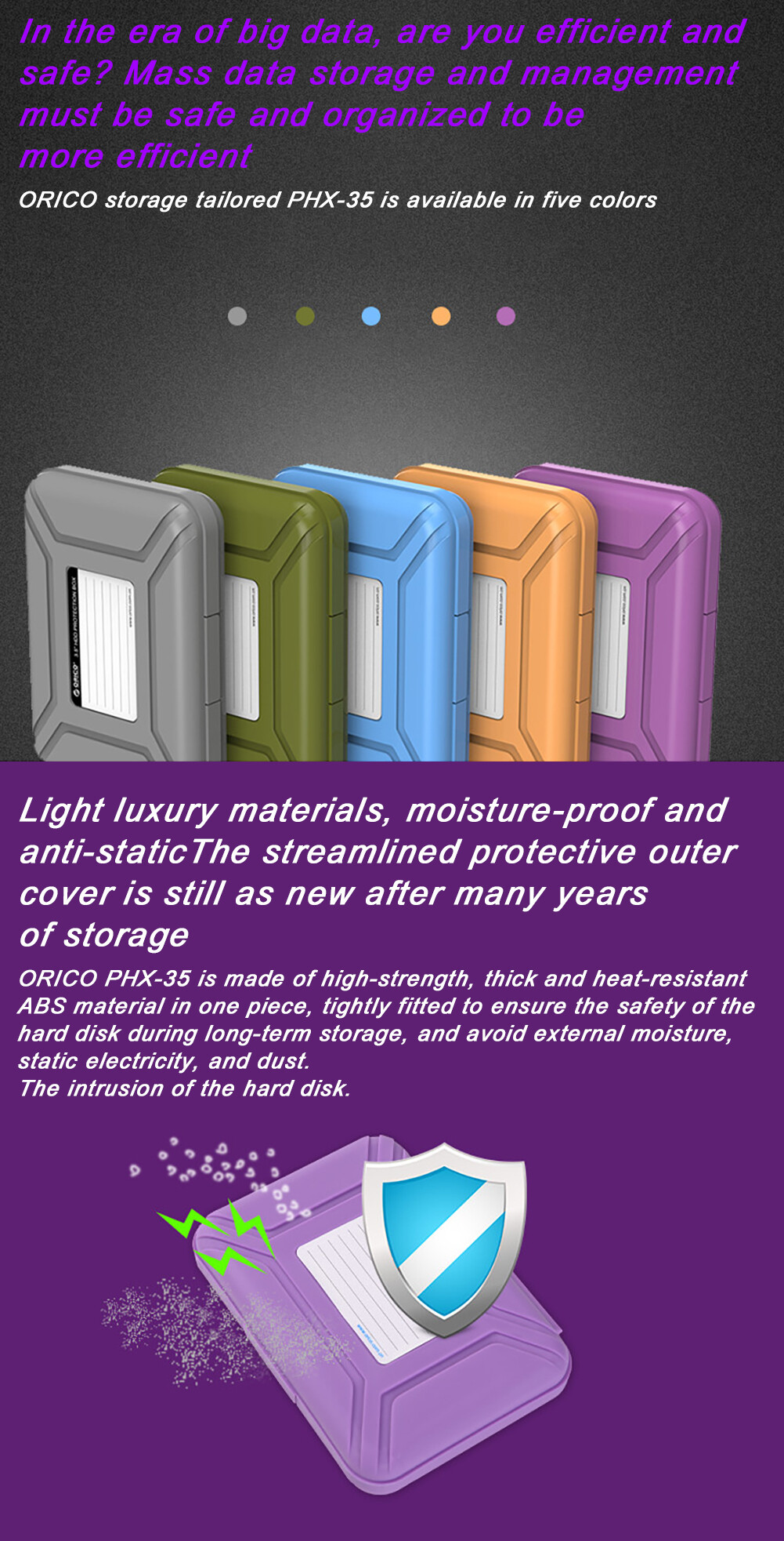 ORICO Phx-35 3.5นิ้ววิศวกรรมฮาร์ดดิสก์บริษัทกล่องป้องกันถุงเก็บดิจิตอล ...