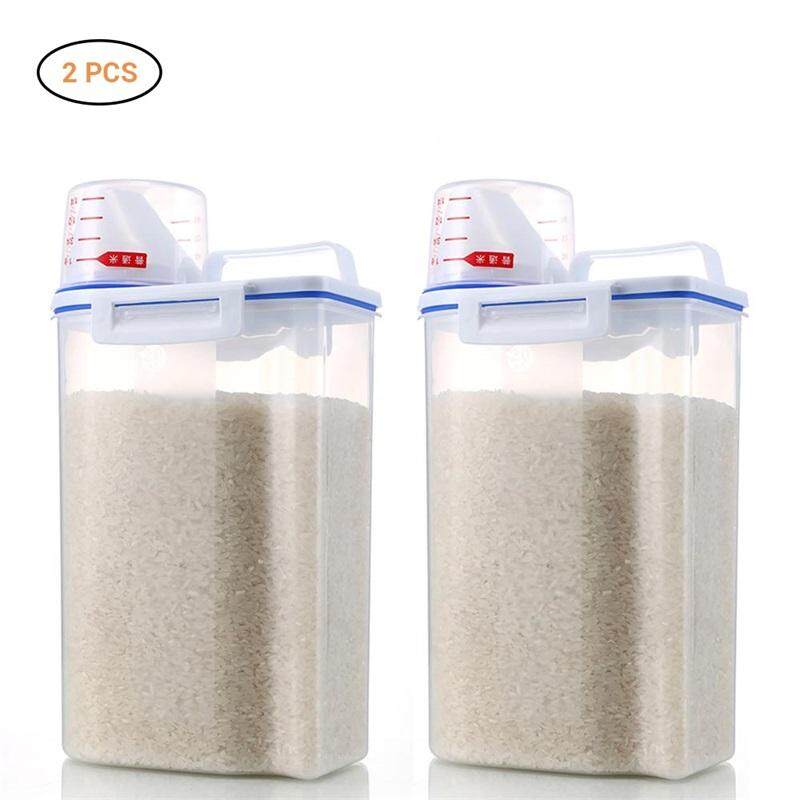 2 Pcs Rice Storage Bin 2Kg Portable Food Grain Storage Box Rice Storage ...