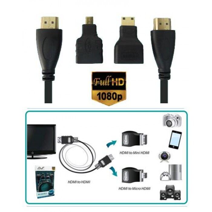 Projector 3in1 3 in 1 H dmi Cable + Adaptor Converter to Micro Mini H ...