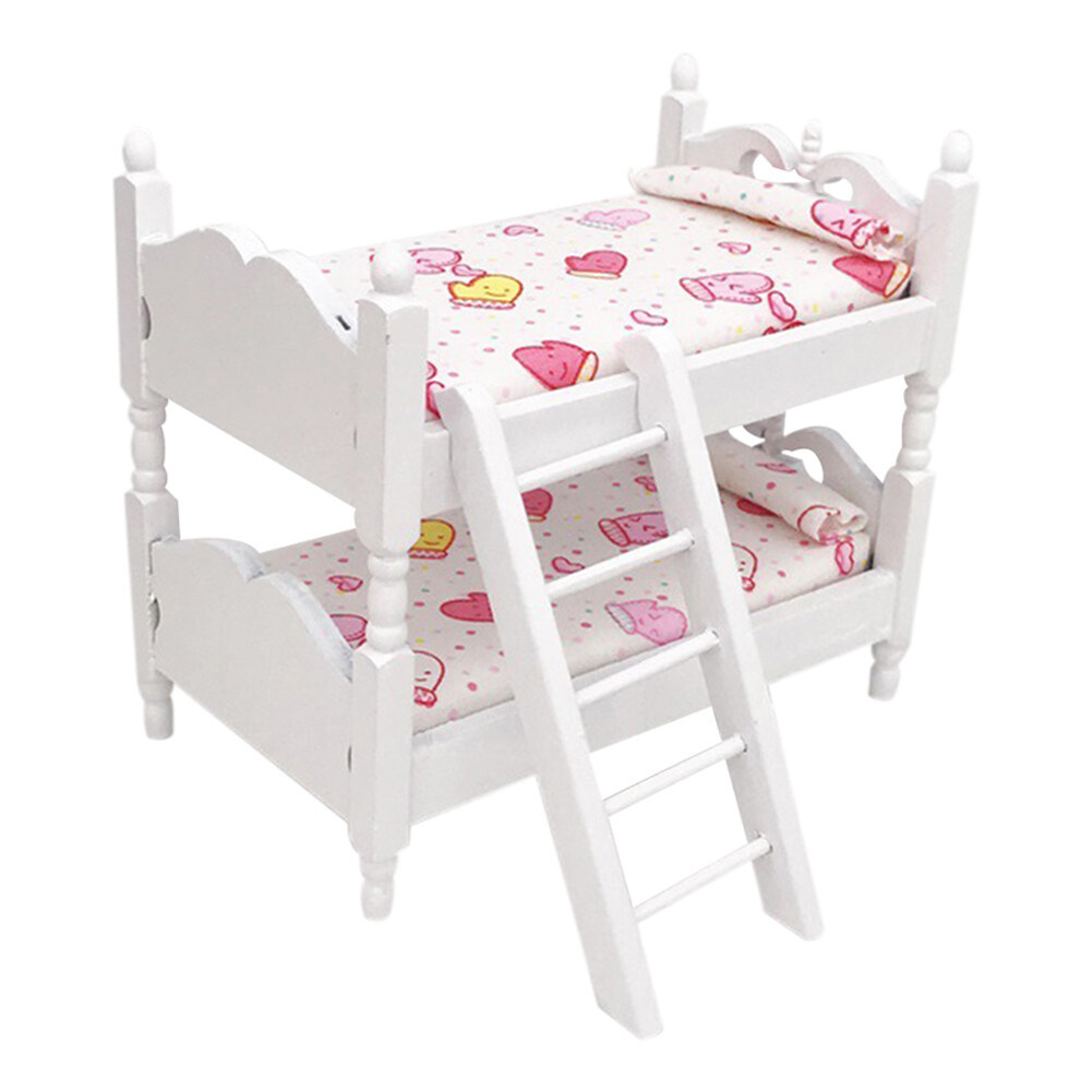 Childworld 1/12 เด็กสาวมินิ DIY บ้านตุ๊กตาเตียงสองชั้นห้องนั่งเล่น ...