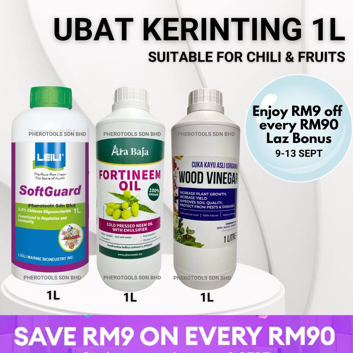 Pherotools Ubat Daun Cili Kerinting(Kitosan, Cuka Kayu, Neem Oil) (1L ...