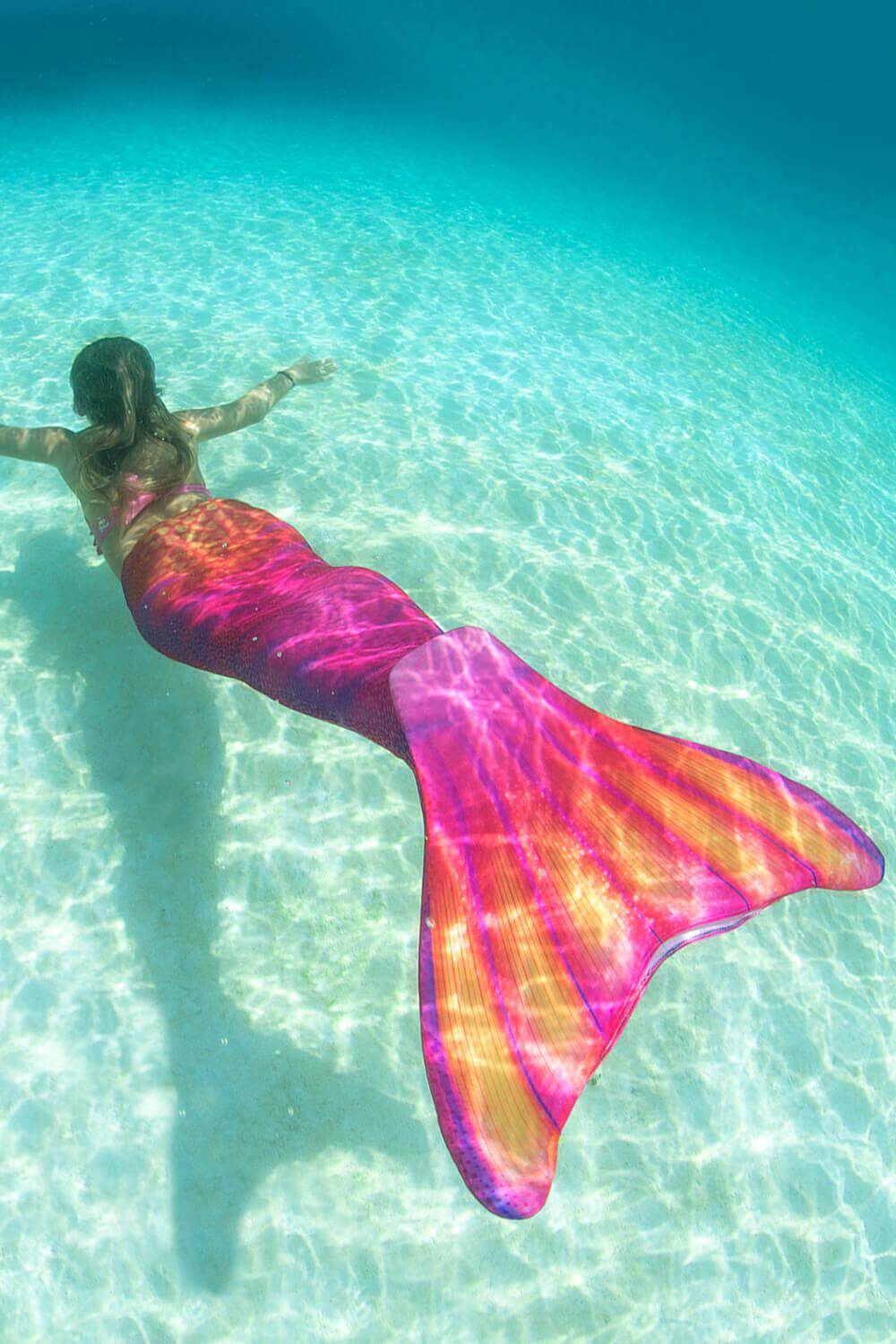 ชุดว่ายน้ำเด็กผู้หญิง Spark Red Mermaid Tail 4 ชิ้นพร้อม Monofin สำหรับ ...