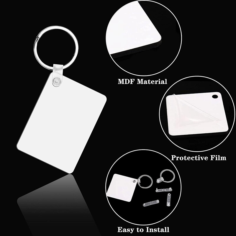 40 Pieces Sublimation Blank Keychains Key Chain Rings for DIY Thermal ...