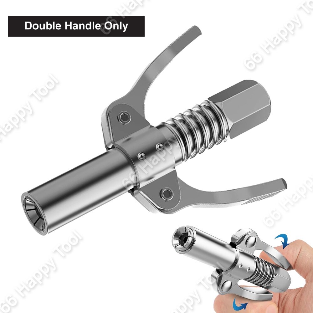 10000psi Double Handle Grease Coupler Hose Kit Heavy Duty Quick Self Locking Oil Injector Tool ...