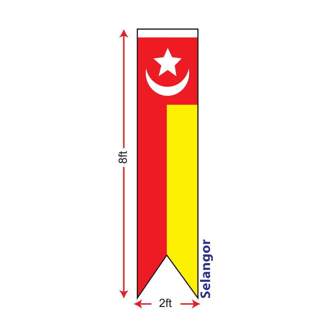 Selangor Flag 2x8ft Banner, Bendera Selangor 2x8ft, Polyester | Lazada