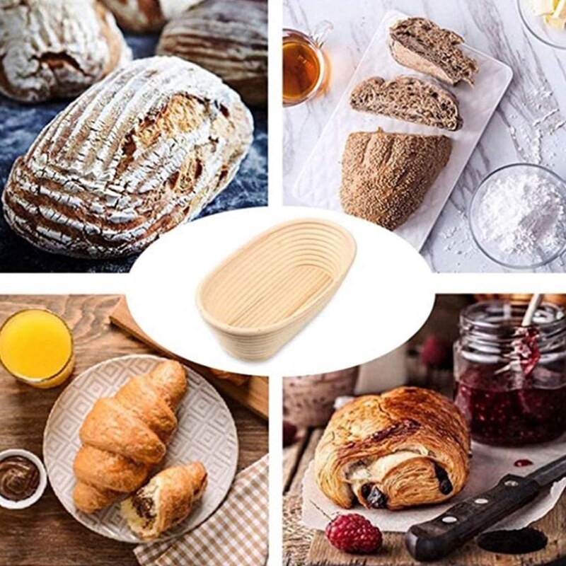 10 in Oval Bread Proofing Basket with Cloth Liner,Scraper,Bread Cutter ...