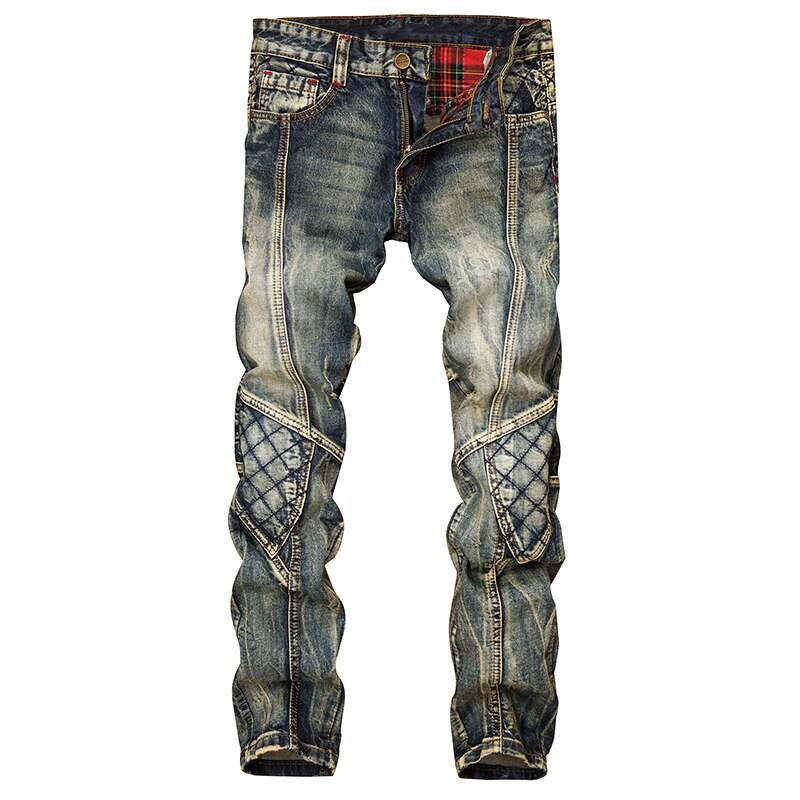 Jeans For Men Cargo Pants Splicing Denim Trousers Biker High Quality ...