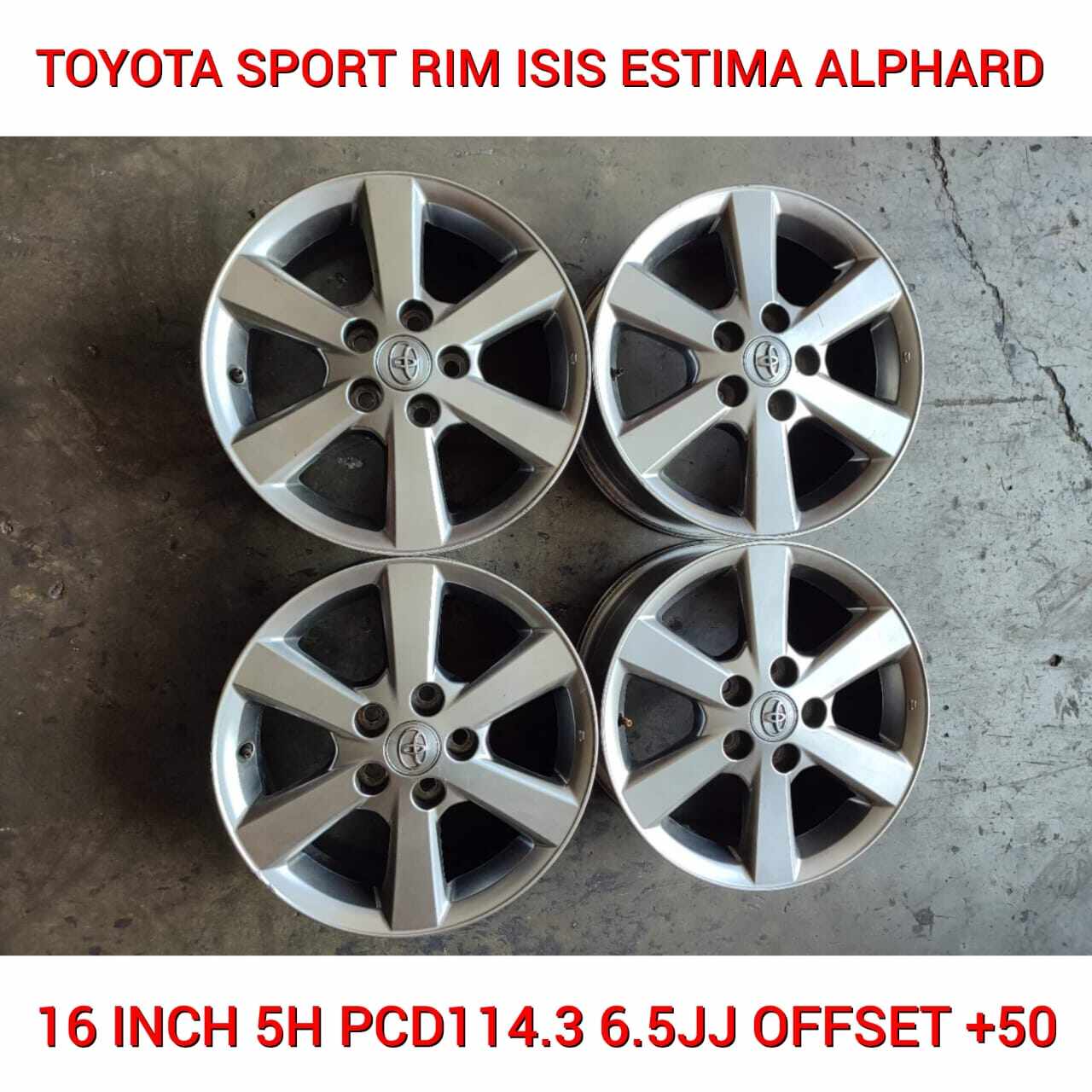 Toyota Sport Rim 16 INCH 5H PCD114.3 6.5JJ Offset +50 For Toyota Isis ...
