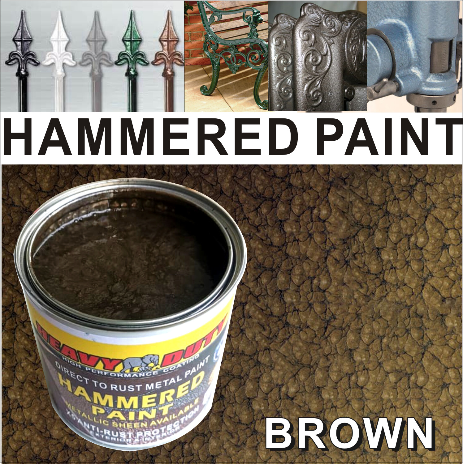 1L HAMMERED PAINT ( HEAVY DUTY ) smooth Finish Direct to Rust Metal ...