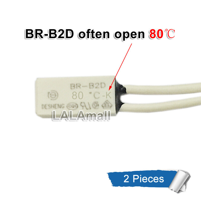 2Pcs BR-B2D มักจะเปิดอุปกรณ์กันความร้อนสวิทช์อุณหภูมิ70 80 100 110องศา ...