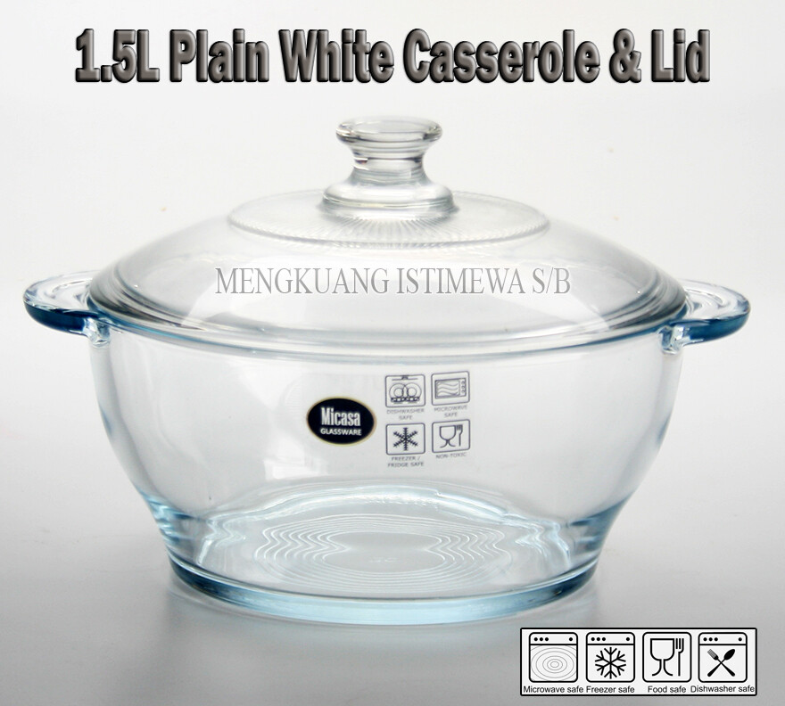 1.5L BOROSILICATE MICROWAVE/OVEN BAKE AMBER SERVE GLASS CASSEROLE WITH ...