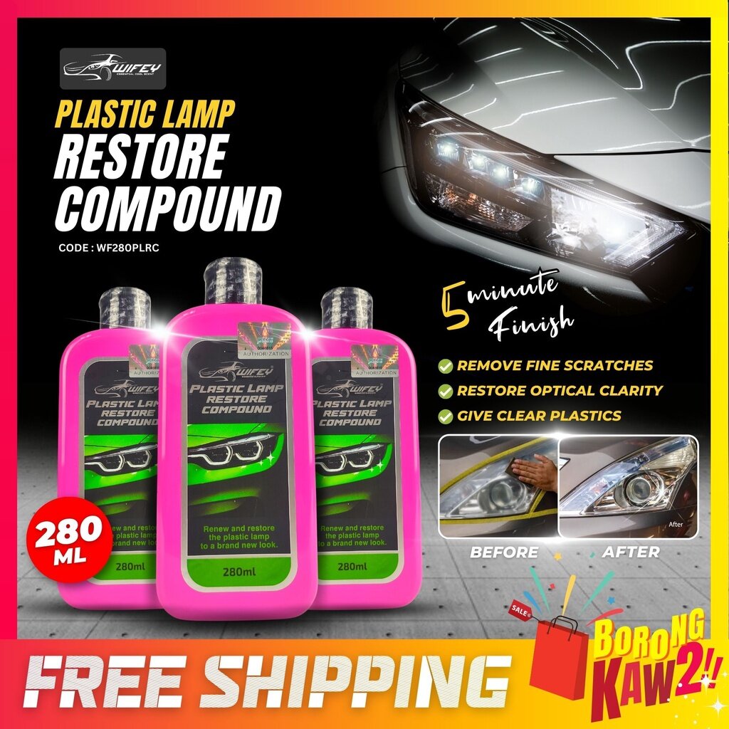 280ML WIFEY Plastic Lamp Restore Compound Car Headlight Polish Headlamp Repair Pengilat Lampu ...