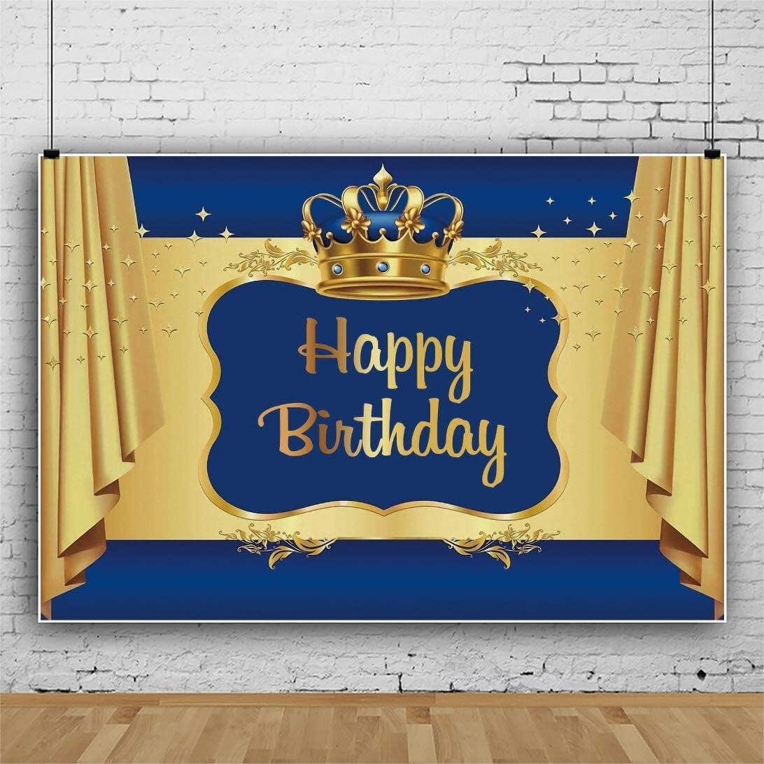 5x3ft Little Prince Crown Photography Background Blue and Gold Crown ...