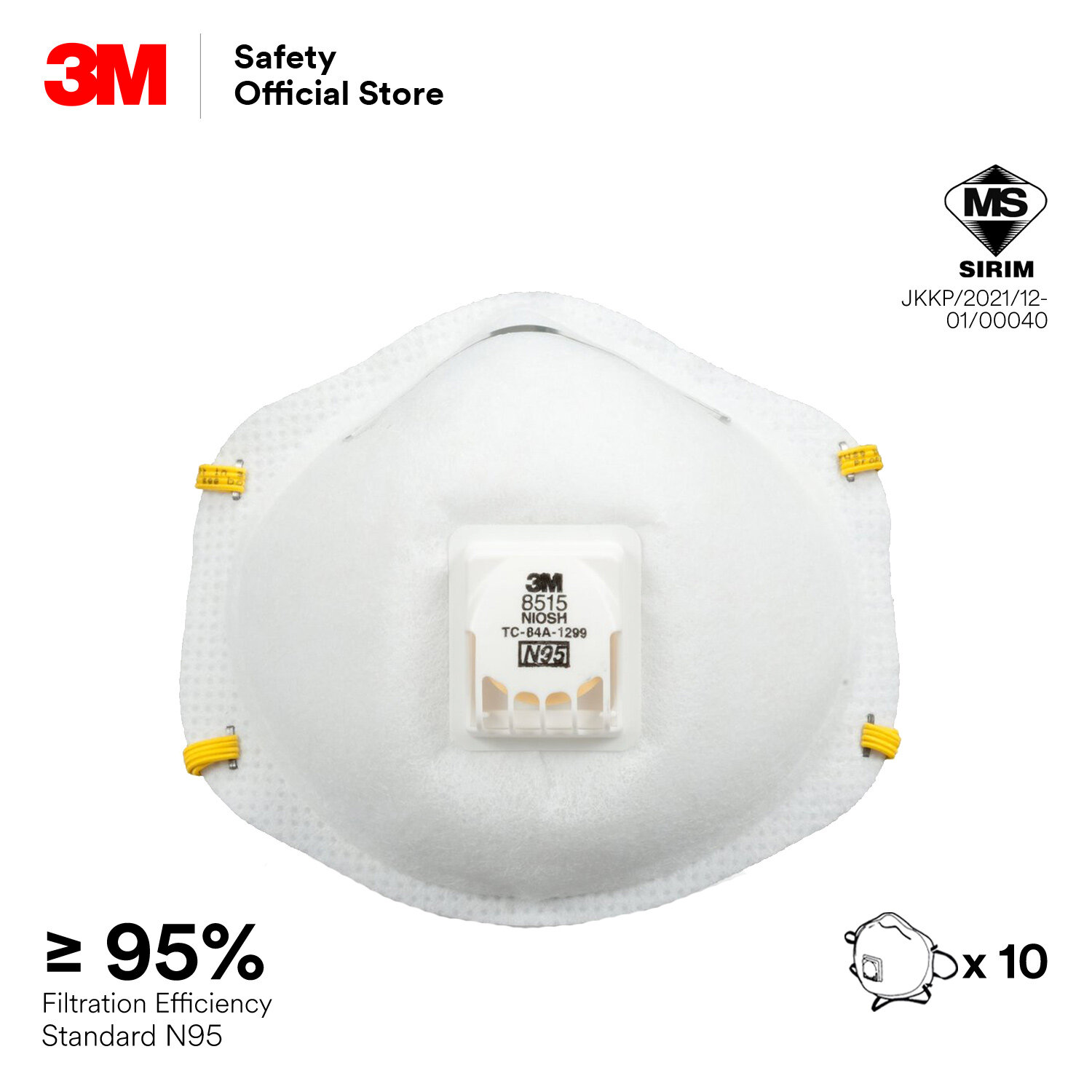 3M 8515 N95 Particulate Light Welding Disposable Respirator with Cool ...