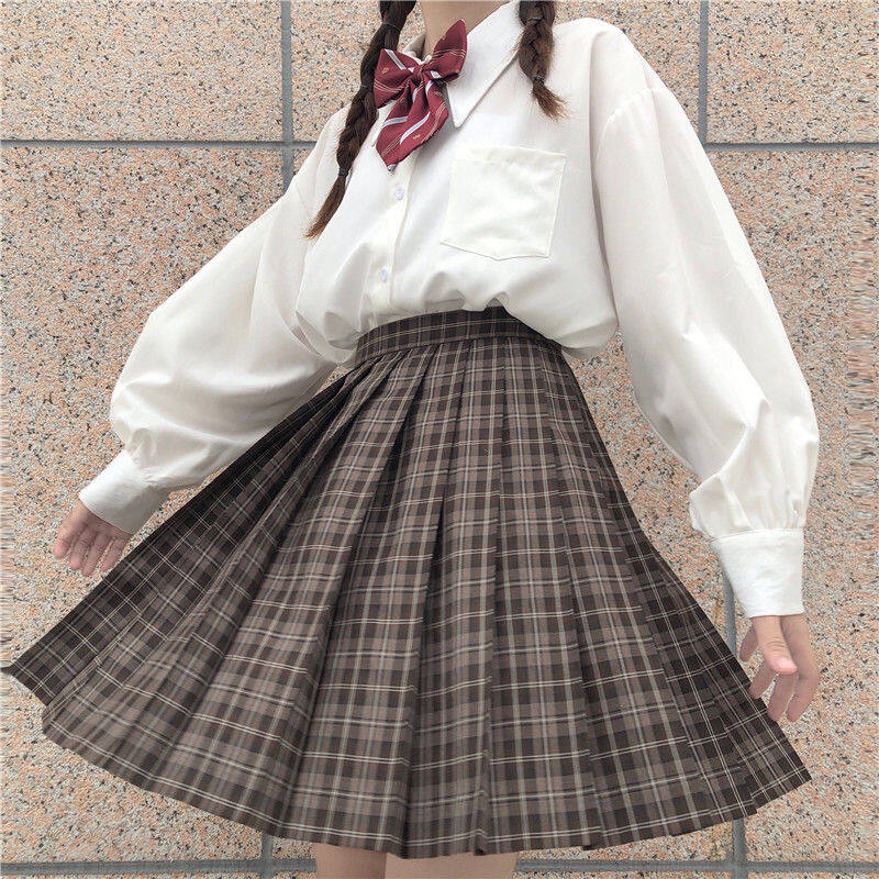 IJQ538 Autumn New Japanese style lantern sleeve loose mid-length preppy ...