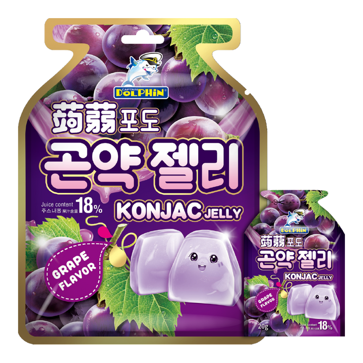 Captain Dolphin Grape Flavour Konjac Jelly With Nata De Coco 15X20G | Lazada