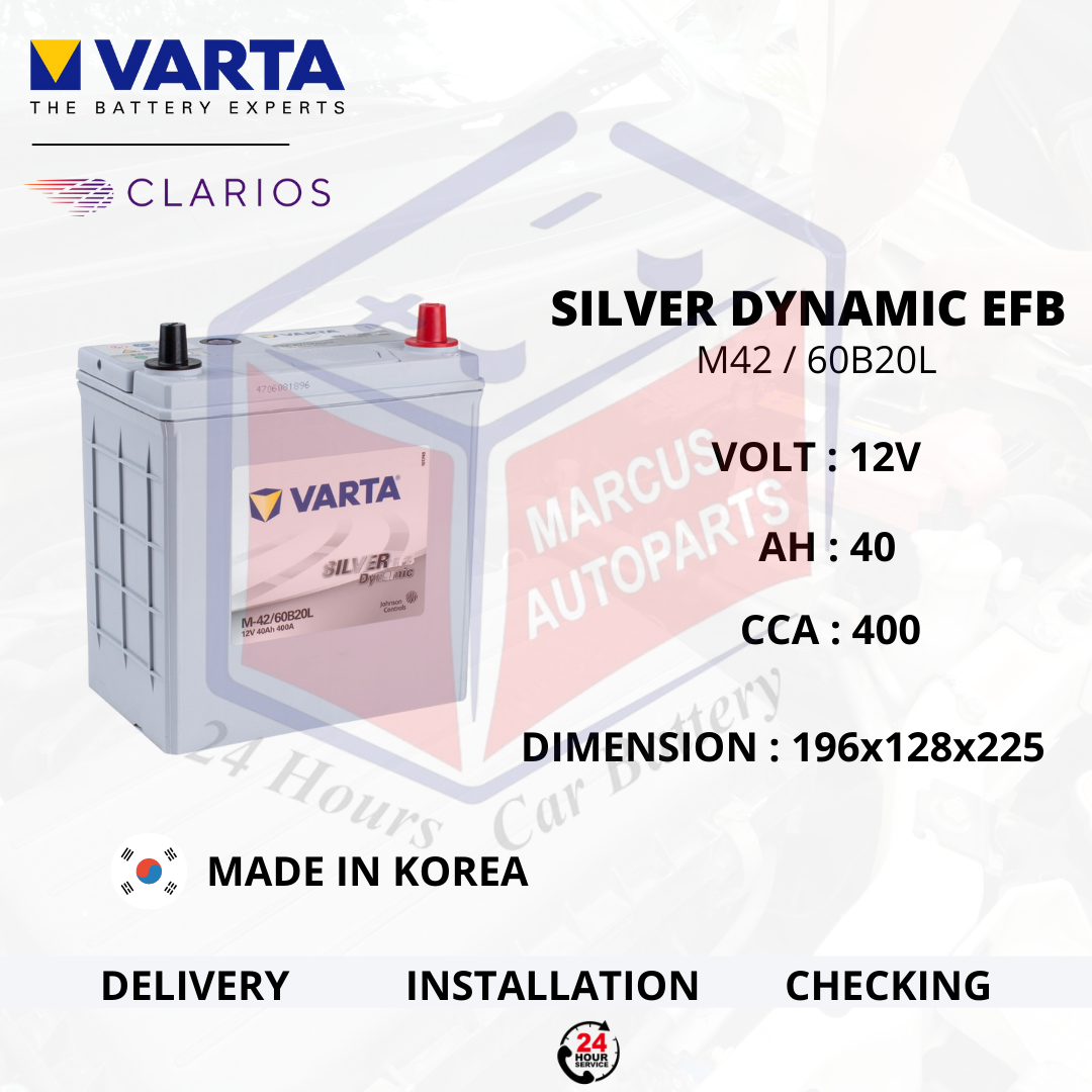 VARTA SILVER DYNAMIC EFB M42L / 60B20L AUTOMOTIVE CAR BATTERY | Lazada