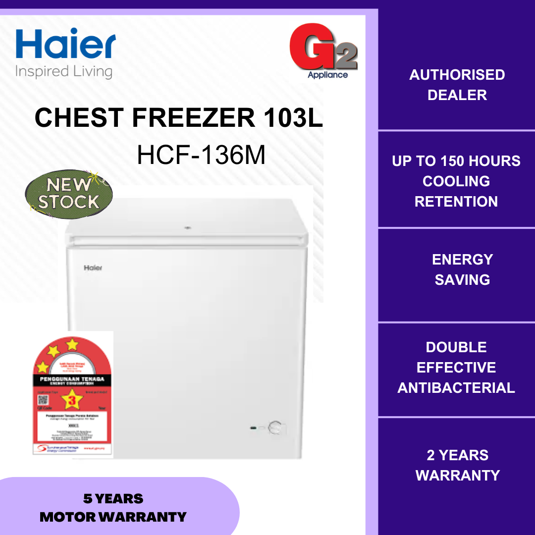 Haier [Authorised Dealer] Chest Freezer Gross 103L/Net 100L HCF-136M - Haier 2 Years Warranty ...