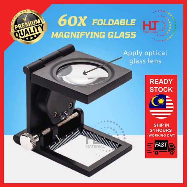 Foldable Magnifying Reading Glass 60X With Scale and LED Light Handheld ...