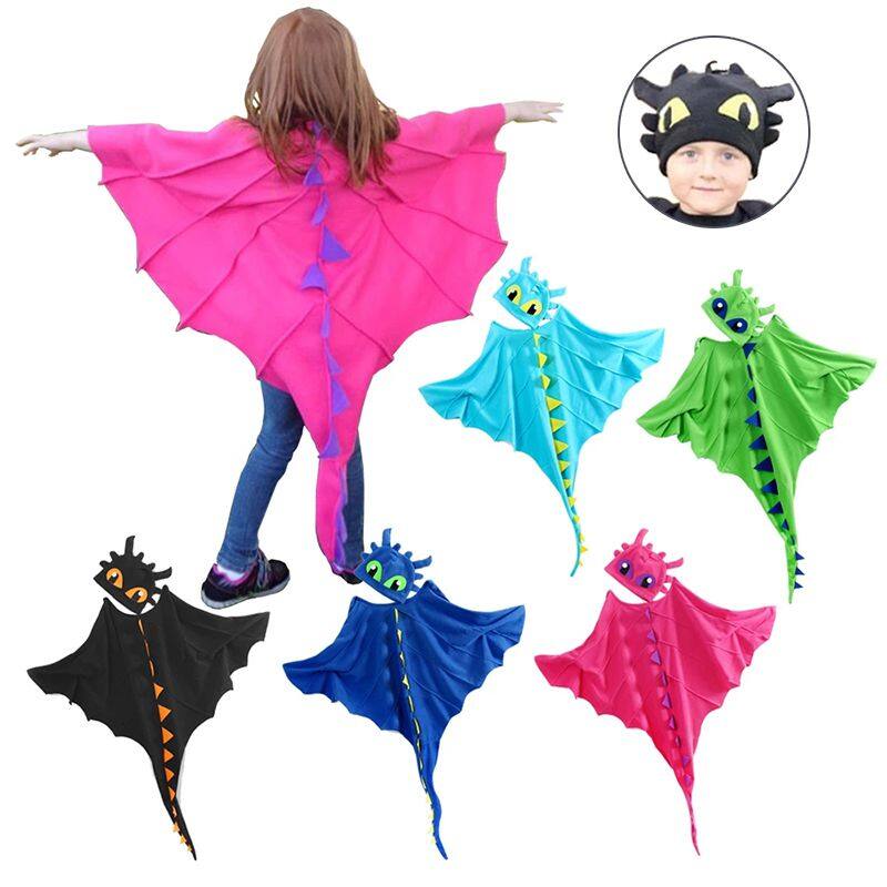 Dragon Cloak With Hat Toothless Dragon Costume Cape Anime Cosplay ...