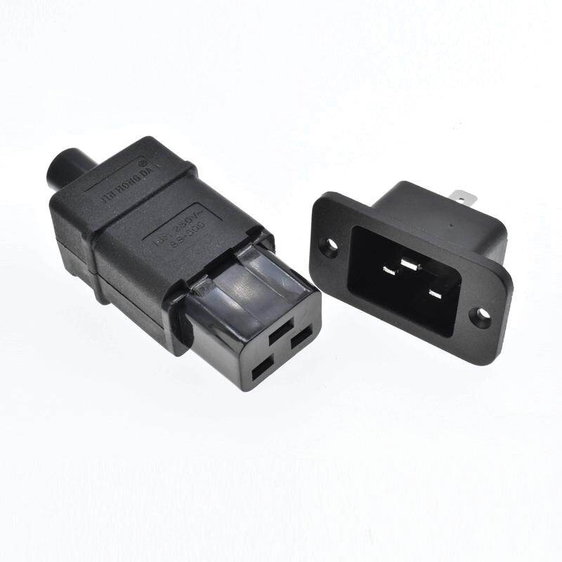 AC 250 V 16A 3 PIN PANEL MOUNT IEC320 C20 ปลั๊กตัวผู้เต้าเสียบไฟตัวเมีย ...