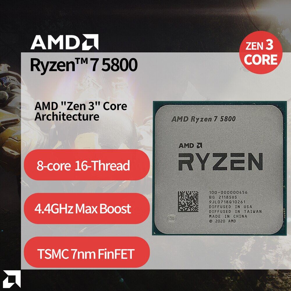 1 AMD Ryzen 7 5800 R7 5800 3.4 Ghz แปด-Core สิบหก-เกลียว65W เครื่อง ...