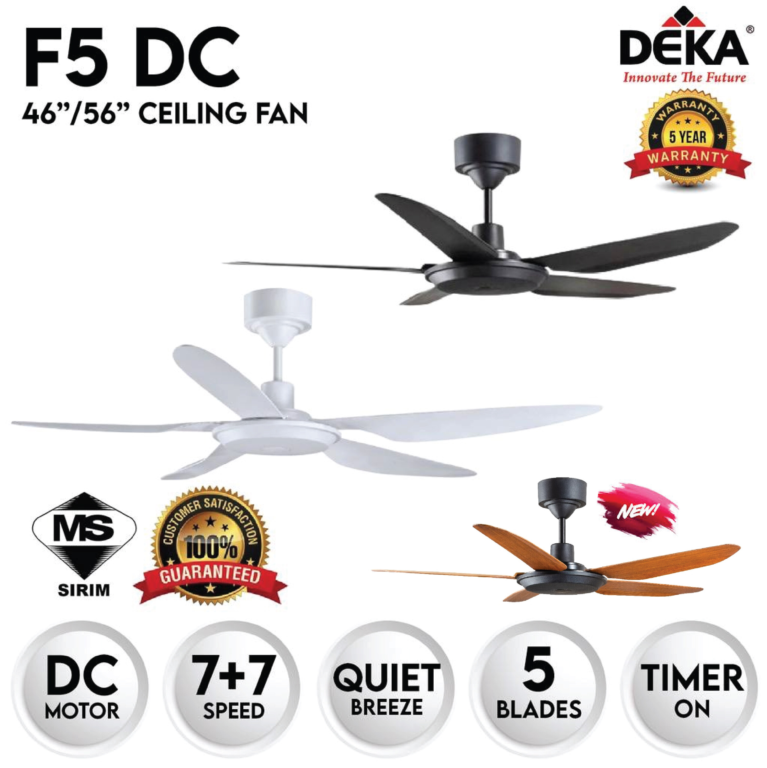 [NEW MODEL] DEKA KRONOS F5DC 56" / BABY 46" 7 SPEED CEILING FAN WITH ...