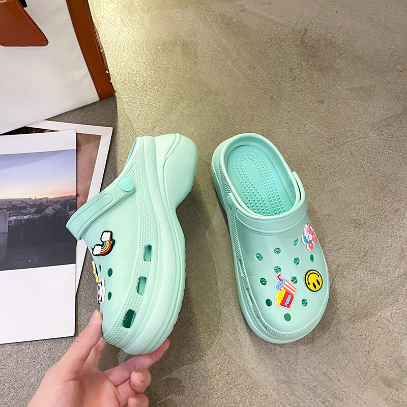 Croc ความสูง6ซม.รองเท้าแตะสลิปเปอร์ผู้หญิง Outing ฤดูร้อนสวมใส่ Baotou ...