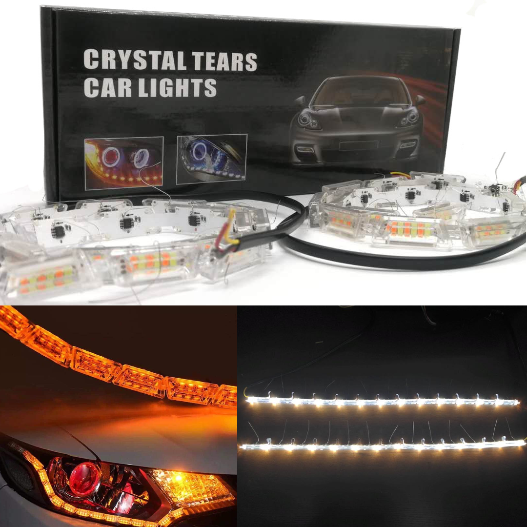 2PCS Car Crystal Water Lamp With Telescopic Steering Headlamp Led ...