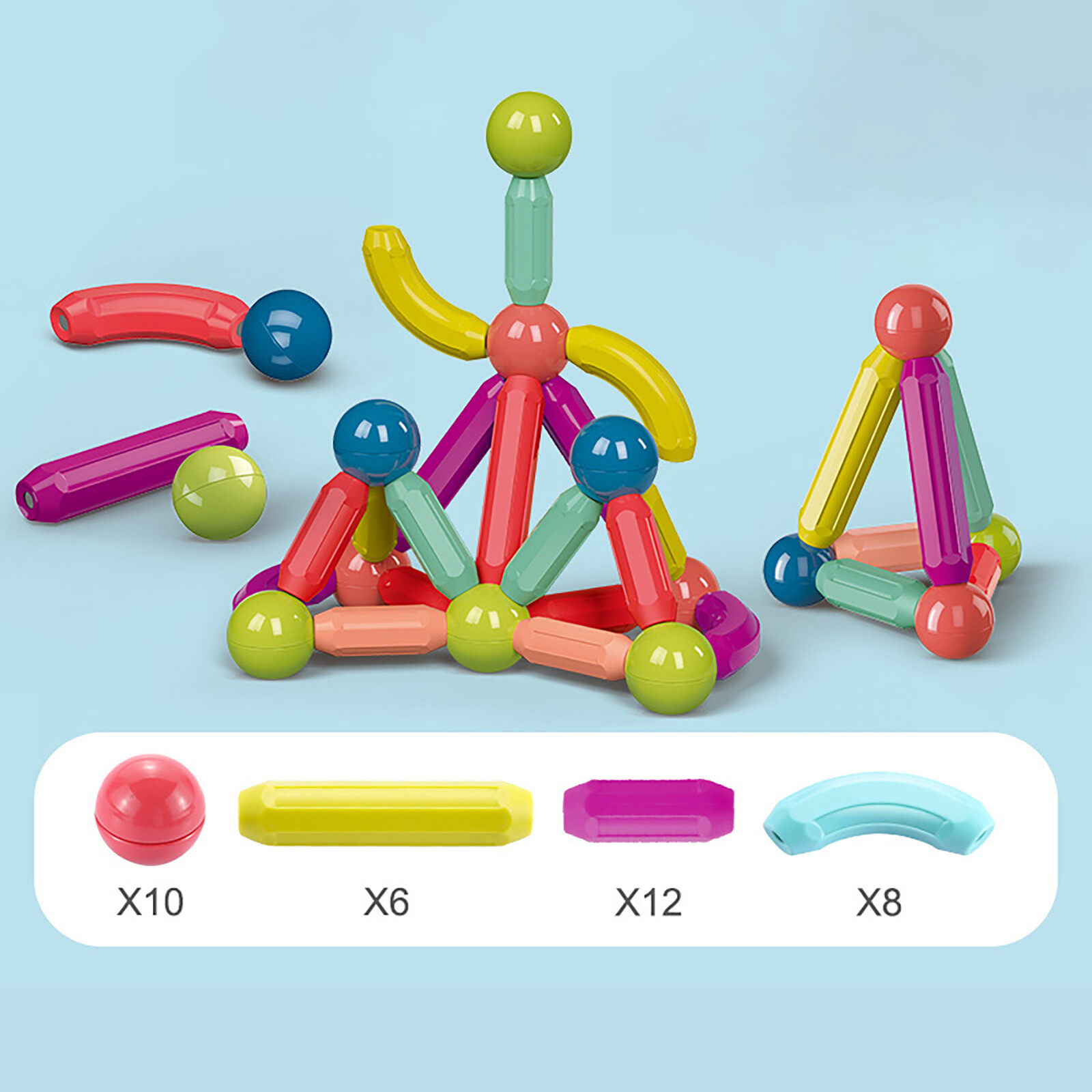 Carmix 36 PCS Magnetic Balls and Rods Set , Magnet Building Sticks Set ...