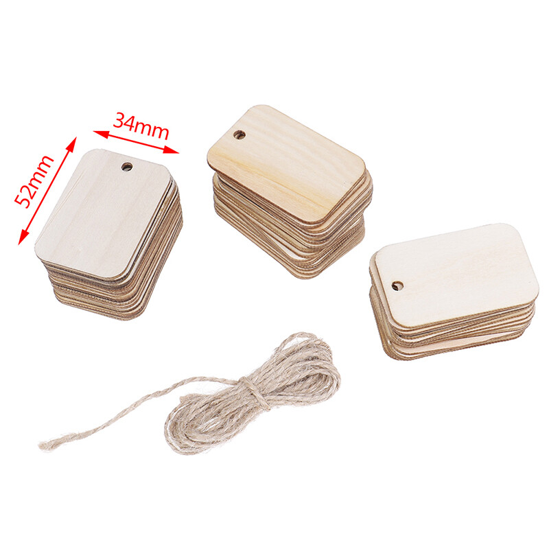 50pcs Ornament Wood Planks Tags Wooden Hanging Labels Sheet DIY ...
