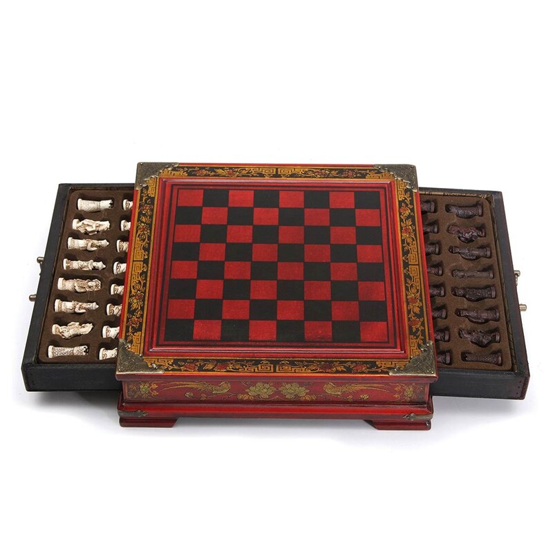 32Pcs/Set Wooden Table Chess Chinese Chess Games Resin Vintage ...