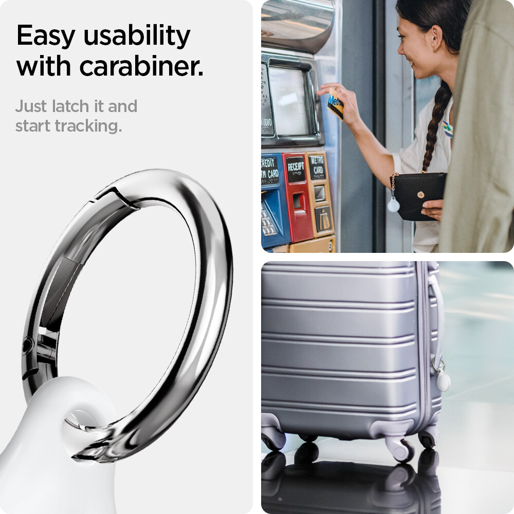 SPIGEN Case for AirTag Case Ultra Hybrid White Sleek Simple Case with ...