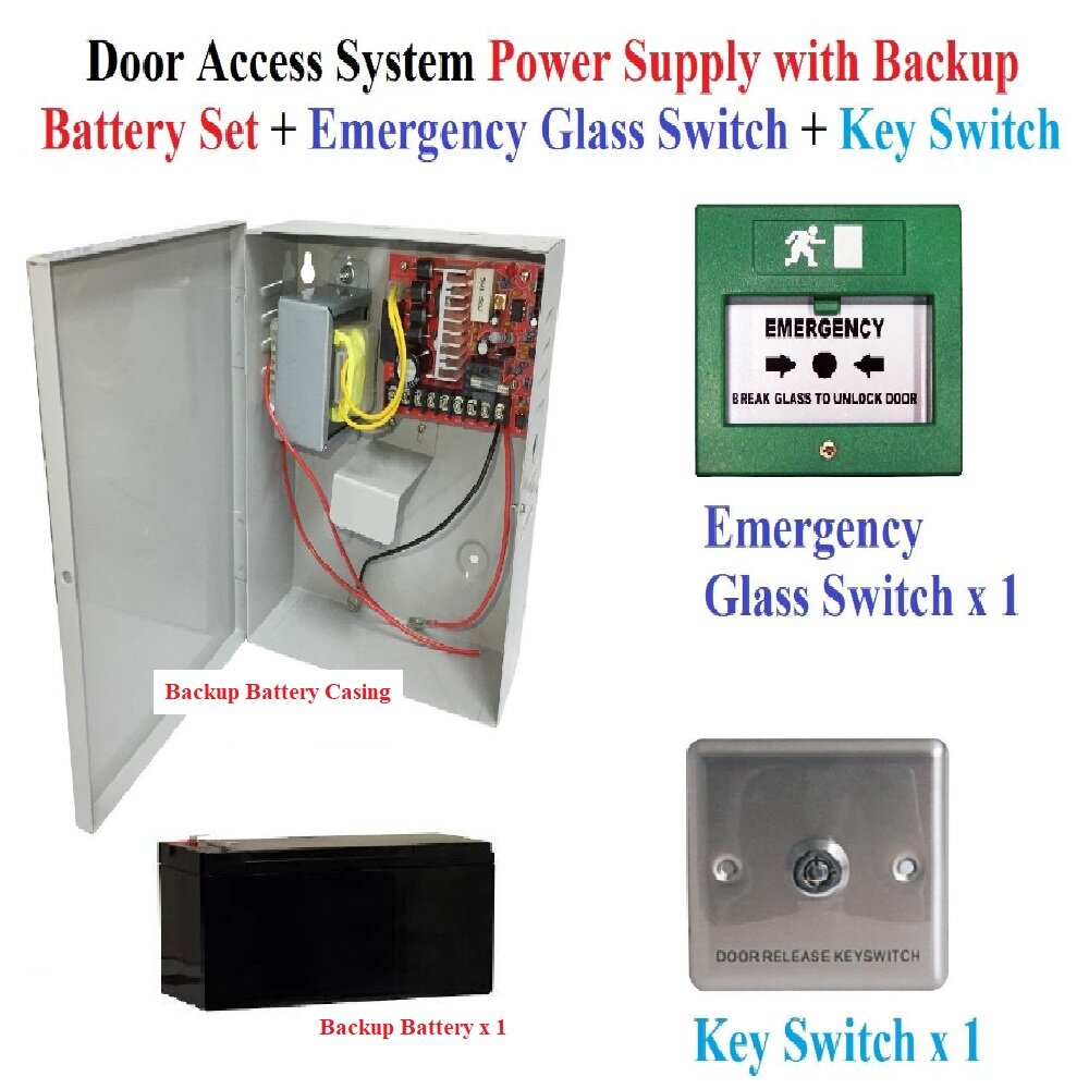 Door Access System Backup Battery Set - U1205-A 12VDC UPS Power Supply ...