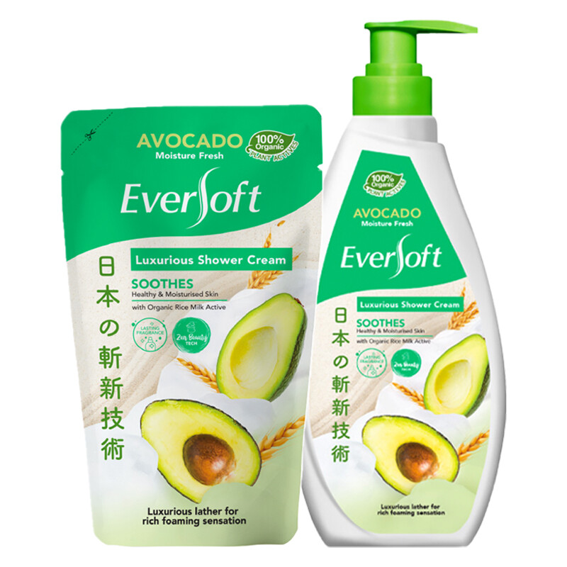 Eversoft Shower Gel Yuzu Avocado Rosehip Citrus Cherry Blossom 650g 100 ...