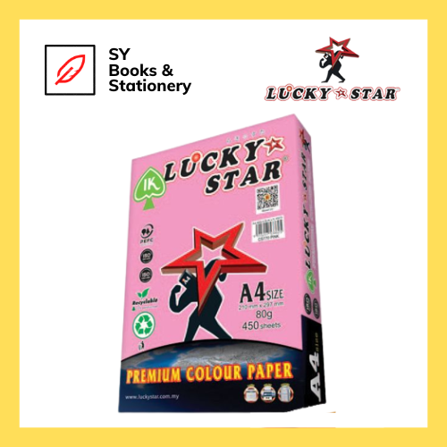 LUCKY STAR A4 Color Paper 80gsm 450 Sheets / Keras Warna Lucky Star ...