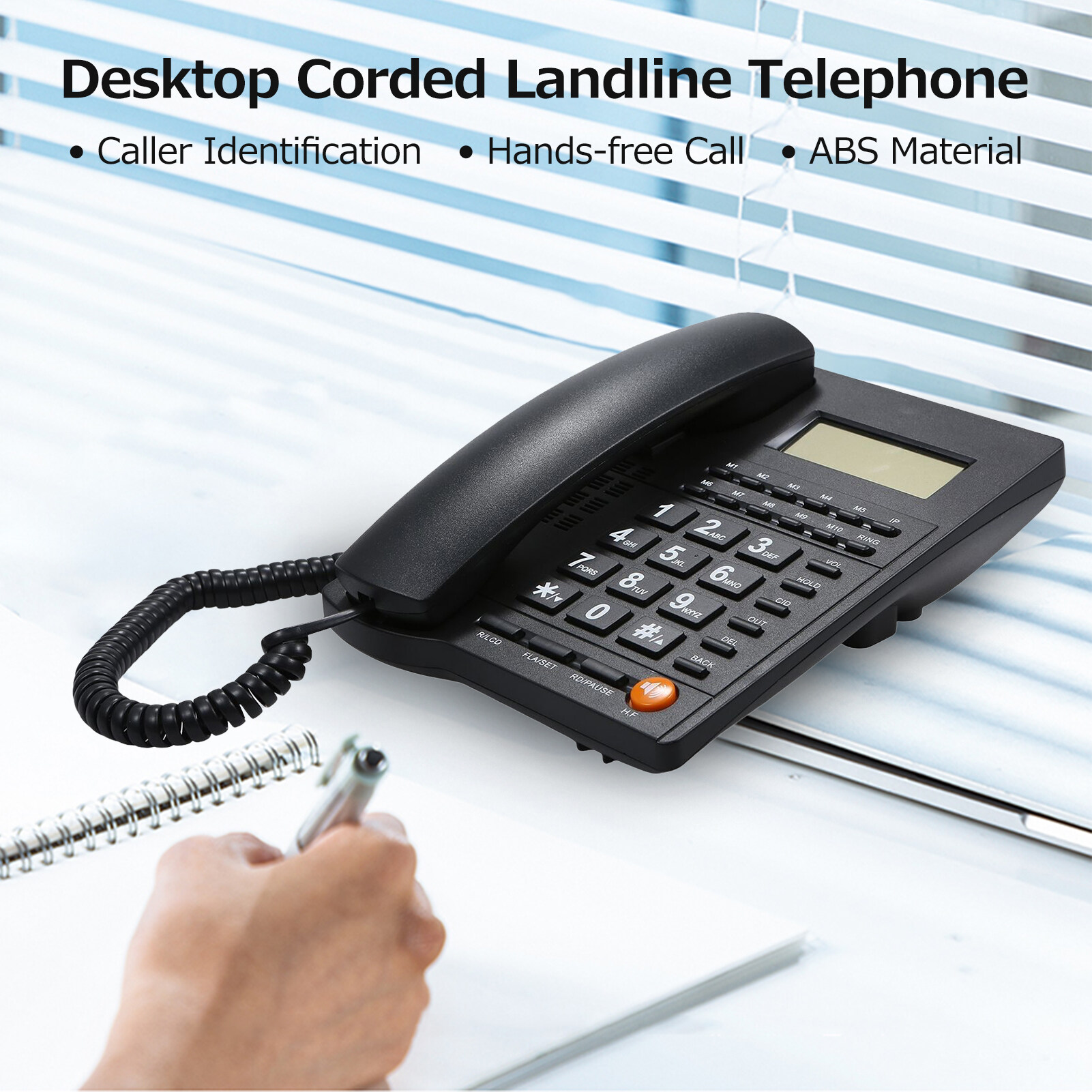 Desktop Corded Telephone Landline Telephone with Caller Identification LCD Screen Adjustable ...