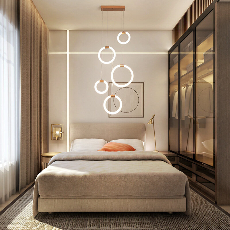 YONUO Nordic สไตล์แหวนโคมระย้า Led ตกแต่งเพดานบุคลิกภาพที่เรียบง่ายโคมระย้าเหล็กแสงสีขาว ...