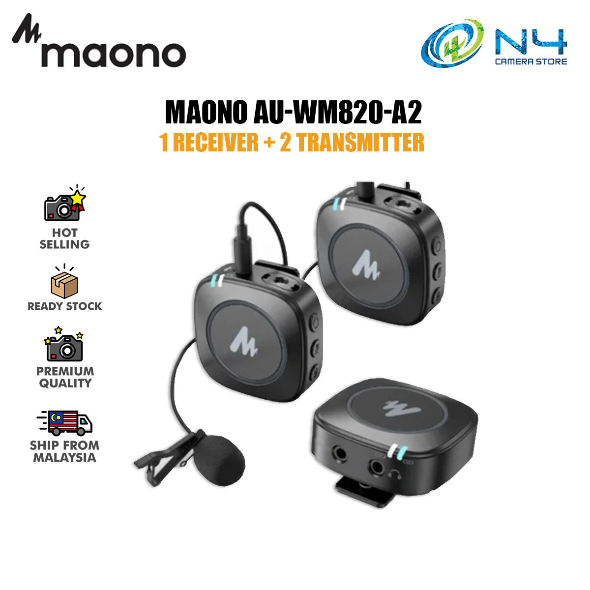 MAONO AU-WM820 Professional wireless microphone kit for podcasting live ...