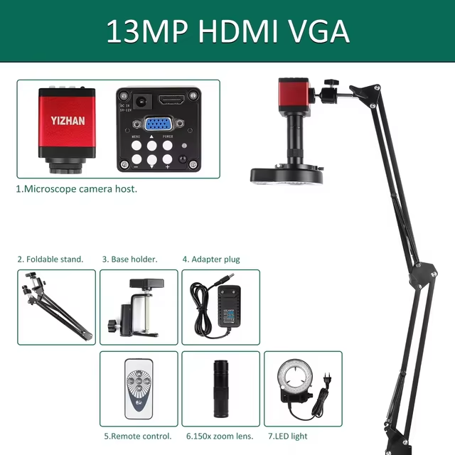 KUAIQU 48MP 4K USB HDMI VGA Digital Video Monocular Microscope Camera ...