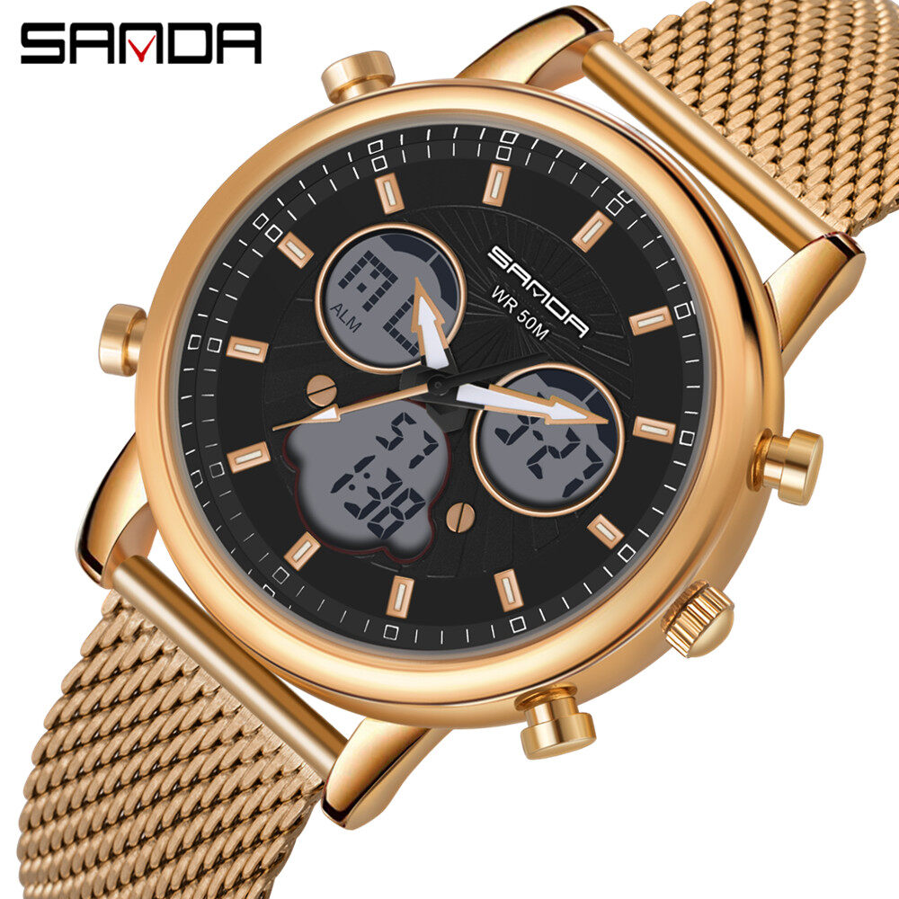 SANDA Top Luxury Men's Quartz Digital Watch Waterproof Male Wristwatch ...