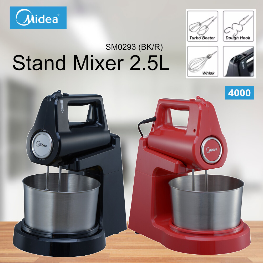 Midea SM0293-R (400W) 5 Speed Stand Mixer with Turbo Button (RED) | Lazada