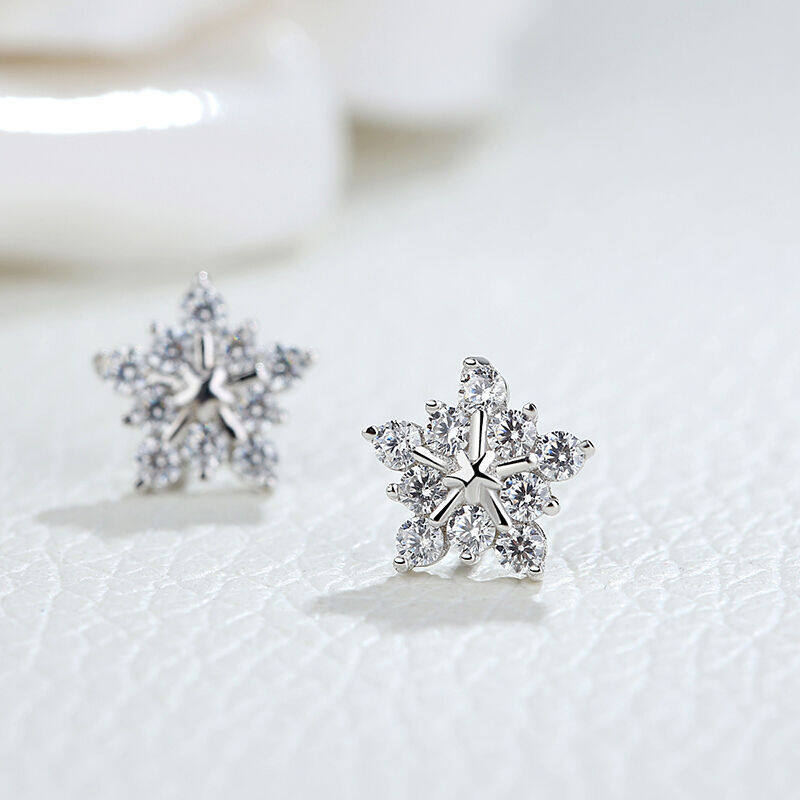 [🌟READY STOCK] Simple Crystal Snowflake Star Ear Stud Earrings for ...