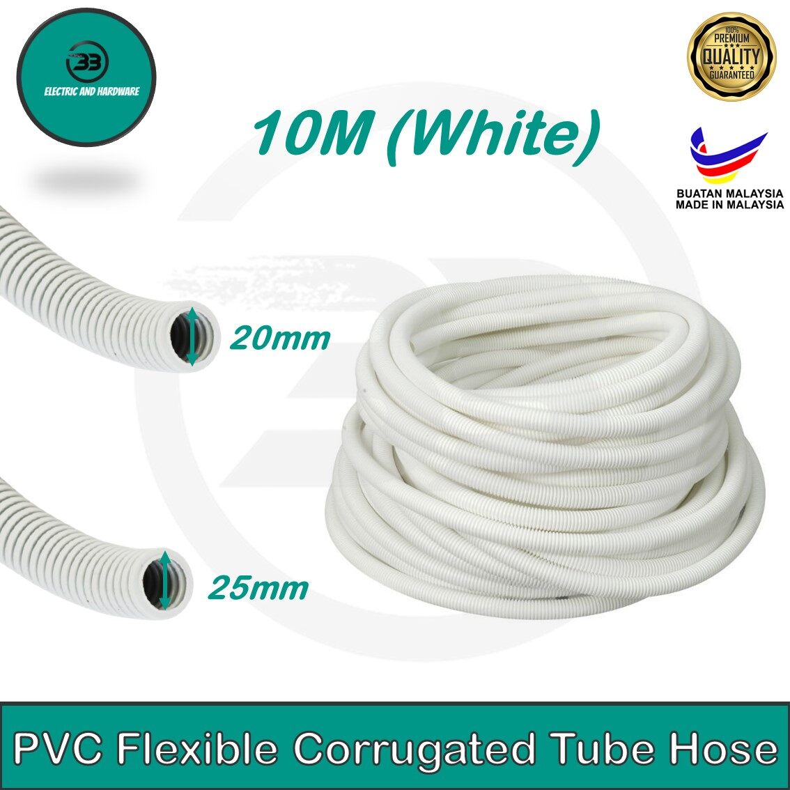 10Meter WIRING PVC FLEXIBLE HOSE 20MM/25MM (CONDUIT FLEXIBLE PIPE 3/4 ...