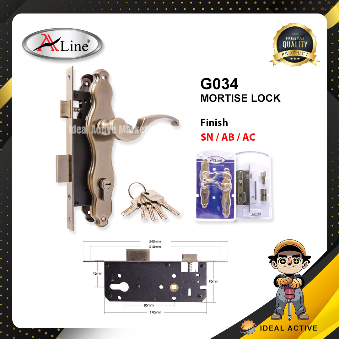 Aline G034 Mortise Lock Handle Entrance Iron Door Gate Lock Set | Lazada
