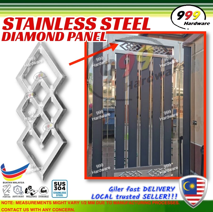999 STAINLESS STEEL 3 DIAMOND PANEL 3133 / SUS304 GATE ORNAMENTAL ...