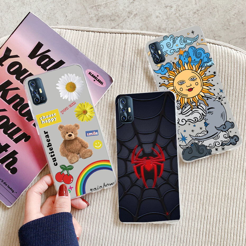 For Vivo V19 Neo Case Transparent Printed TPU Soft Back Protective ...