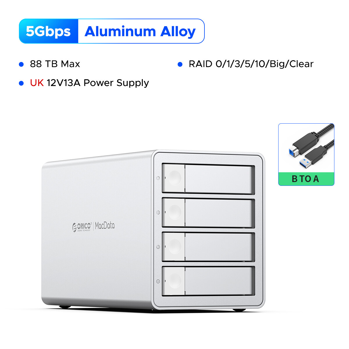 Orico 99ชุด5Bay อะลูมิเนียม DAS RAID RAID Solution Type-C แท่นอุปกรณ์ ...